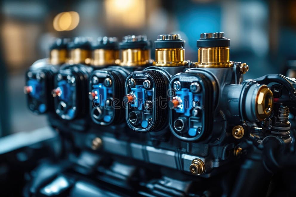 Close-up Shot of Multiple Valves on a Machinery Device Stock Photo ...