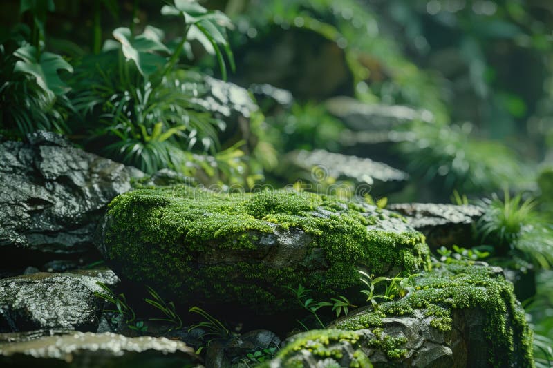 Close-up Shot of a Natural Moss-covered Rock Stock Photo - Image of ...