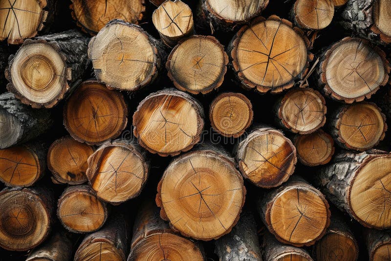 Close-up Shot of a Neat Stack of Chopped Logs Showcasing Natural Wood ...