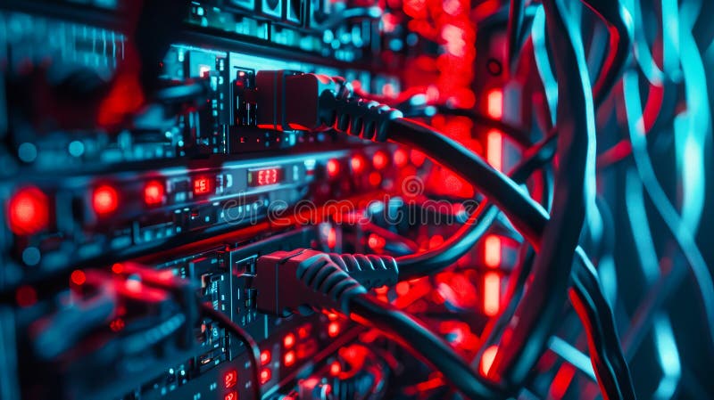 A Close-up Shot of a Network of Cables and Connections within a Data ...