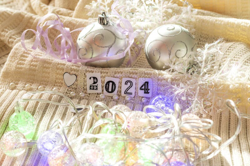 Close Up Shot of New Year Decorations. New Year Changing Numbers ...