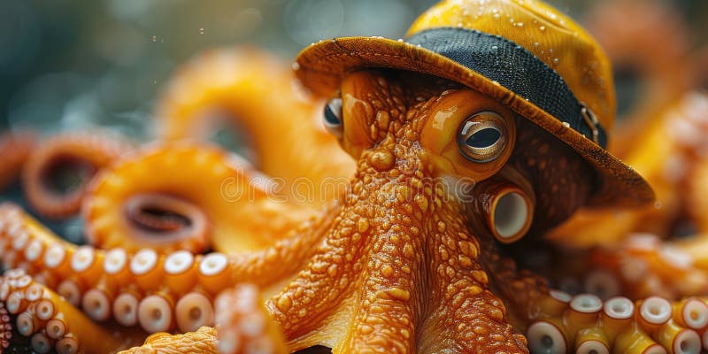 Octopus in a Hat. Created by Generative Artificial Intelligence Stock ...