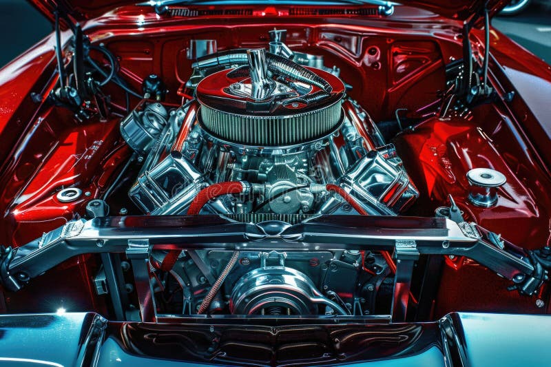 A Close-up Shot of an Old-fashioned Car Engine Stock Image - Image of ...