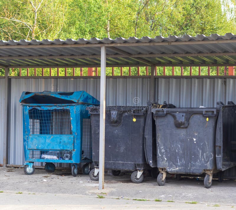 Close Up Shot of an Old Garbage Containers. Concept Stock Image - Image ...