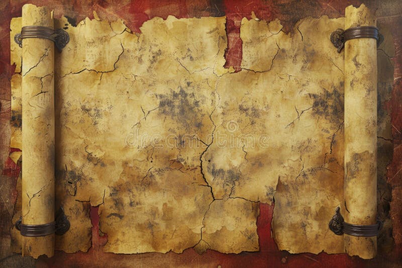 A Close-up Shot of an Old Piece of Paper with a Scroll Unrolled Stock ...