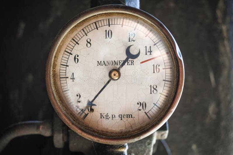 Close Up Shot of an Old Pressure Gauge Stock Image - Image of number ...