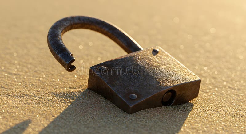 Open Padlock on Sandy Surface Stock Illustration - Illustration of ...