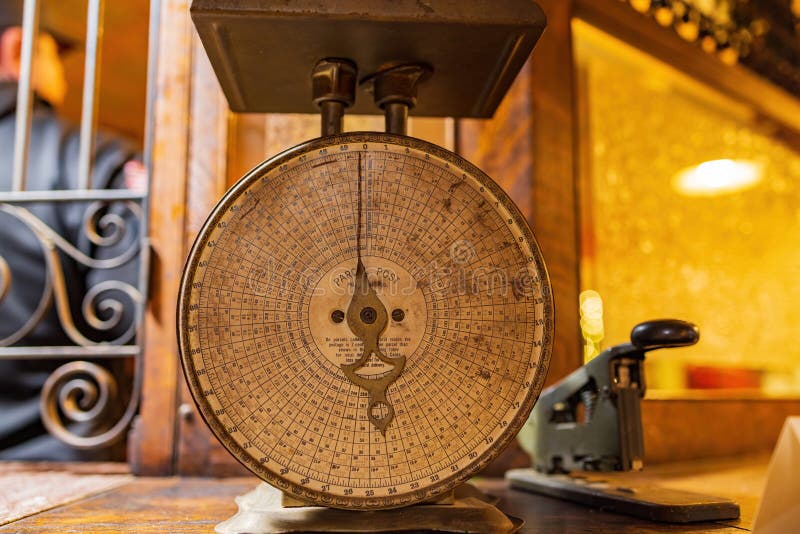 Close Up Shot of an Old Scale in the State Capitol Publishing Museum ...