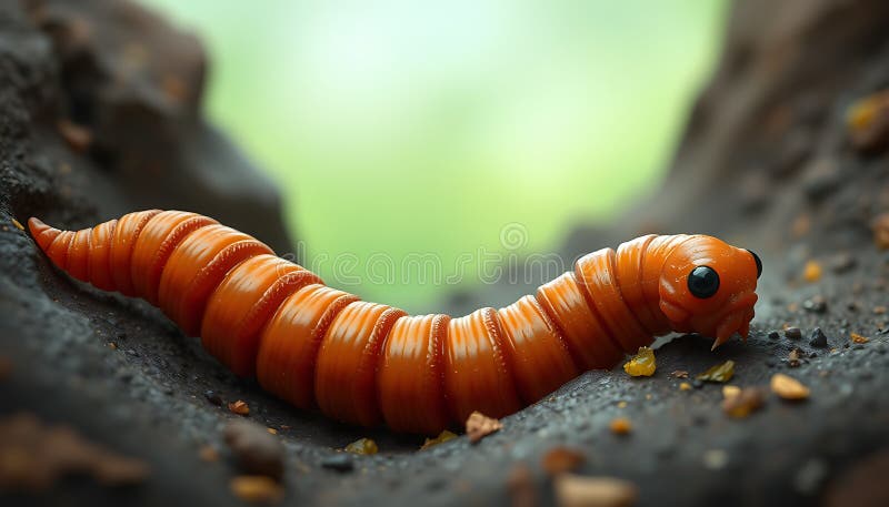 Orange Worm Crawling on Dark Surface, Stock Illustration - Illustration of natural, worm: 342292159