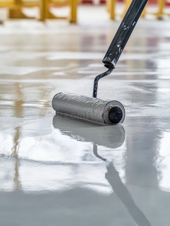 A Close-up Shot of a Paint Roller on a Floor, Ideal for Use in DIY ...