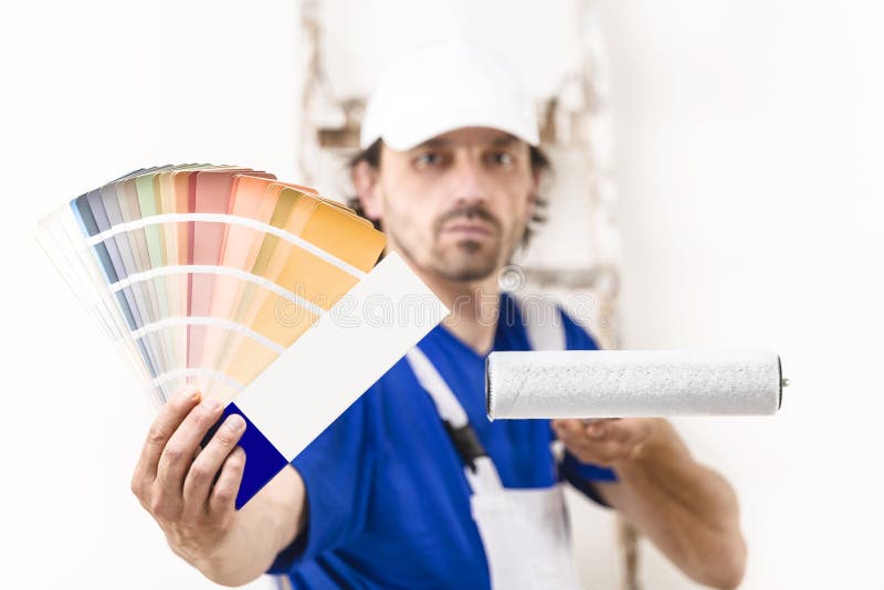 Close Up Shot of Painter Man Showing a Color Palette Stock Image ...