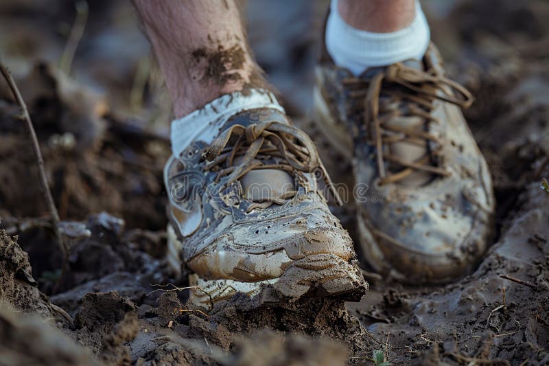Muddy Sneakers after a Run stock image. Image of dirt - 332285487