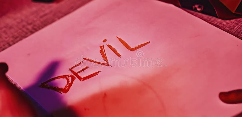 Handwritten Devil on a Paper Stock Photo - Image of devil, shadow ...
