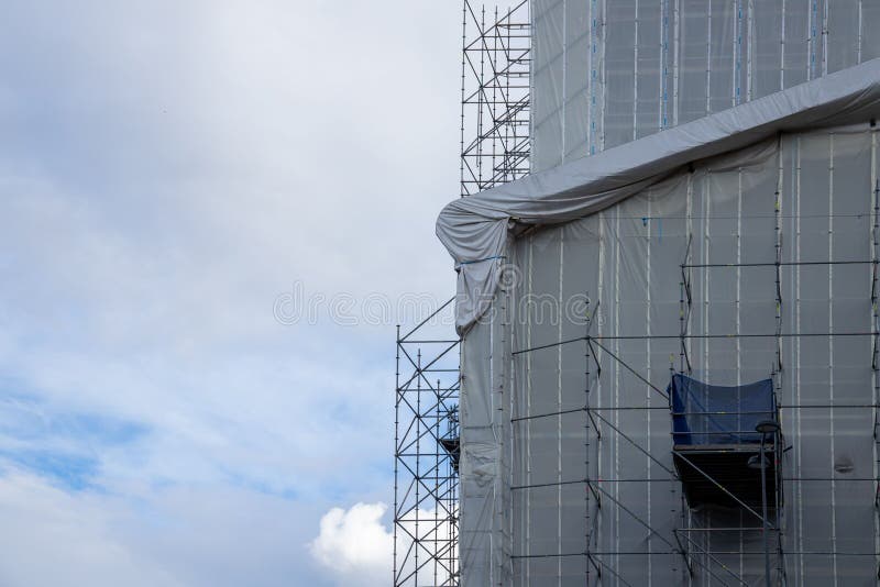 Close-up Shot of a Part of a Building Under a Construction Stock Photo ...