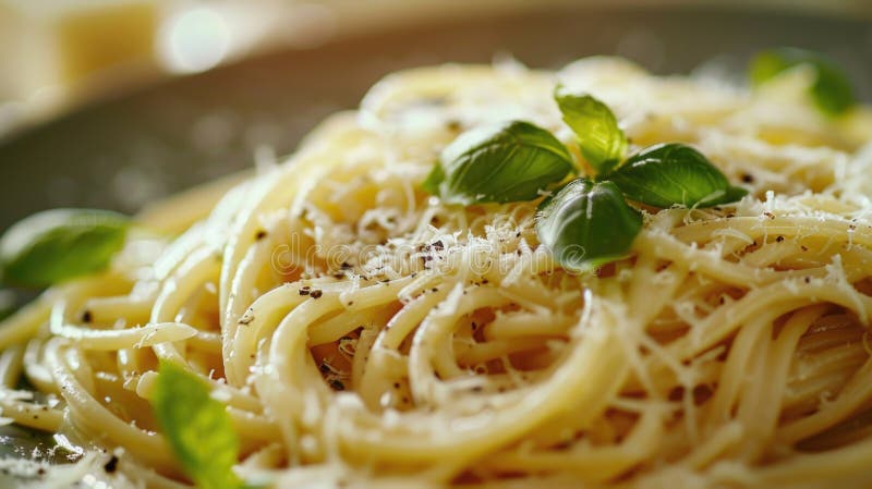A Close-up Shot of Pasta with Melted Parmesan Cheese Stock Illustration ...