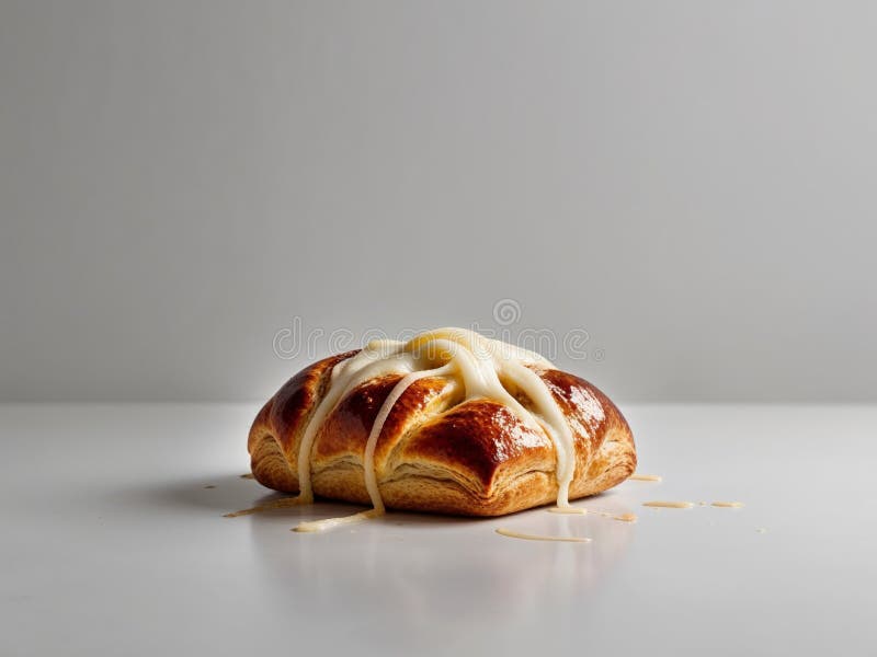 A Close Up Shot of a Pastry with Melted Cheese on Top. Stock Photo ...