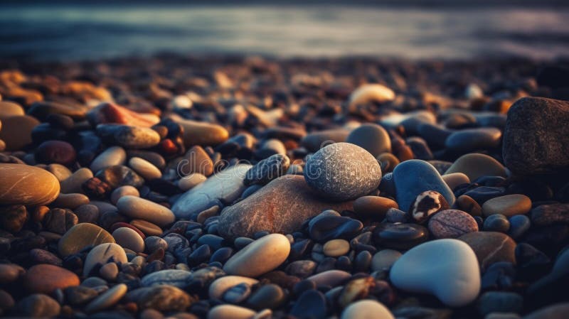 Pebbles Laying on Seashore Generative a Stock Illustration ...