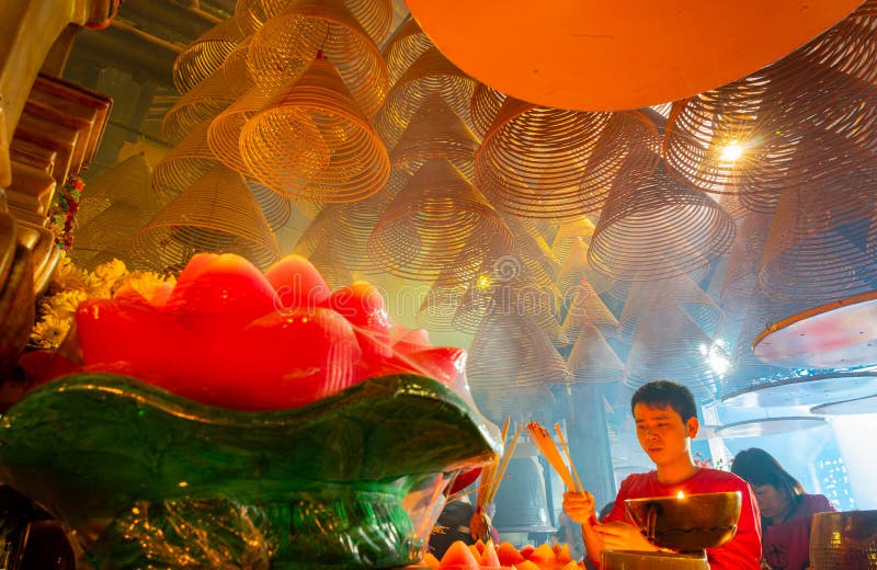 Close Up Shot of People Praying in a-Ma Temple Editorial Photo - Image ...