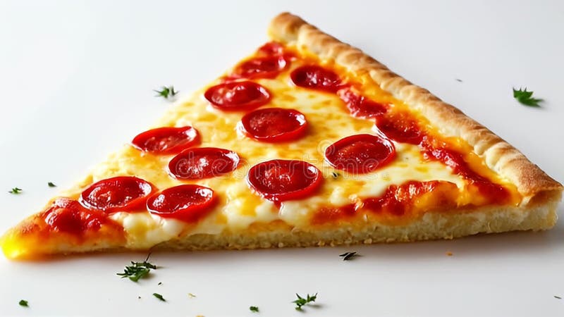 Close Up Shot of Pepperoni Pizza Slice on White Background Melted ...