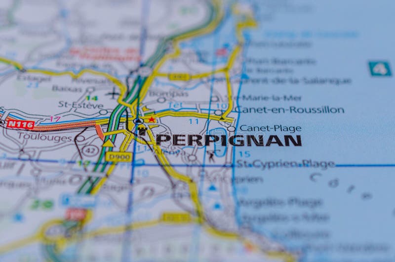 Perpignan France map stock photo. Image of landmark, city - 80953552