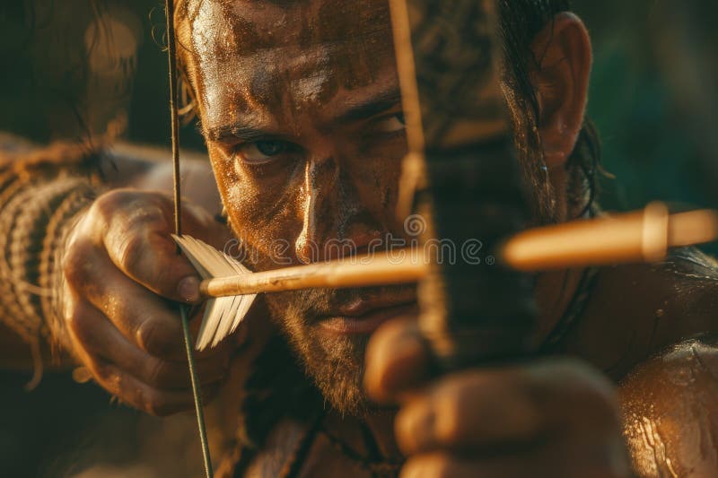 A Close-up Shot of a Person Holding a Bow and Arrow, Ready for Action ...