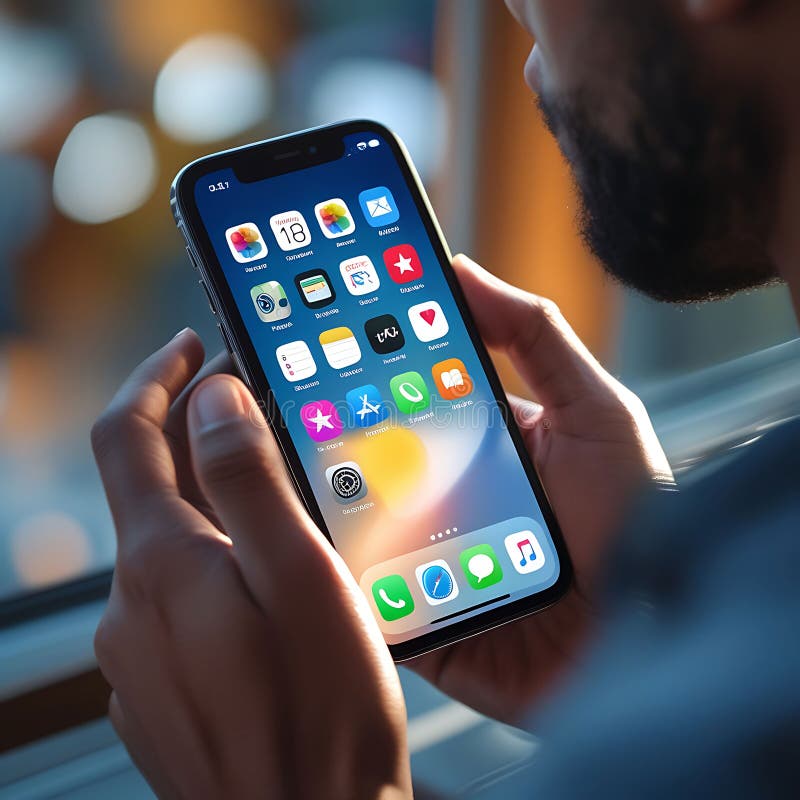 Close-up of Person Using Smartphone with Digital Apps Stock ...