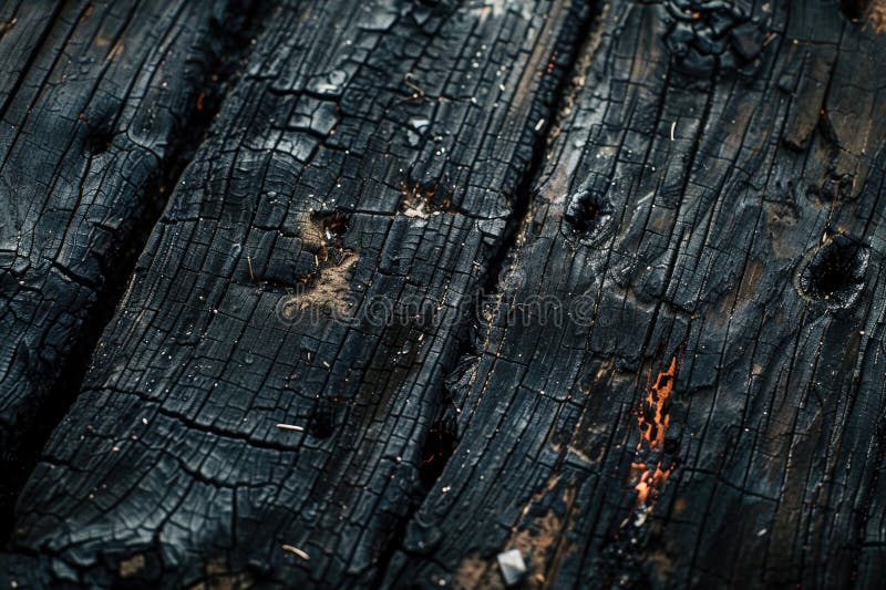 A Close-up Shot of a Piece of Wood with Severe Burn Damage Stock Image ...