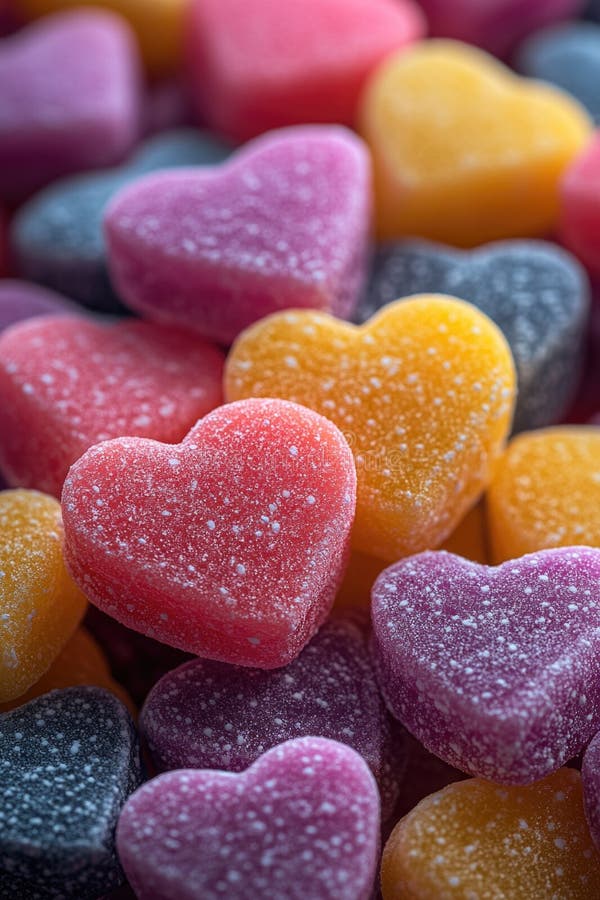 A Close-up Shot of a Pile of Colorful Candy Hearts Stock Photo - Image ...