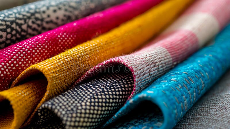 A Close Up Shot of a Pile of Colorful Fabrics Stock Photo - Image of ...