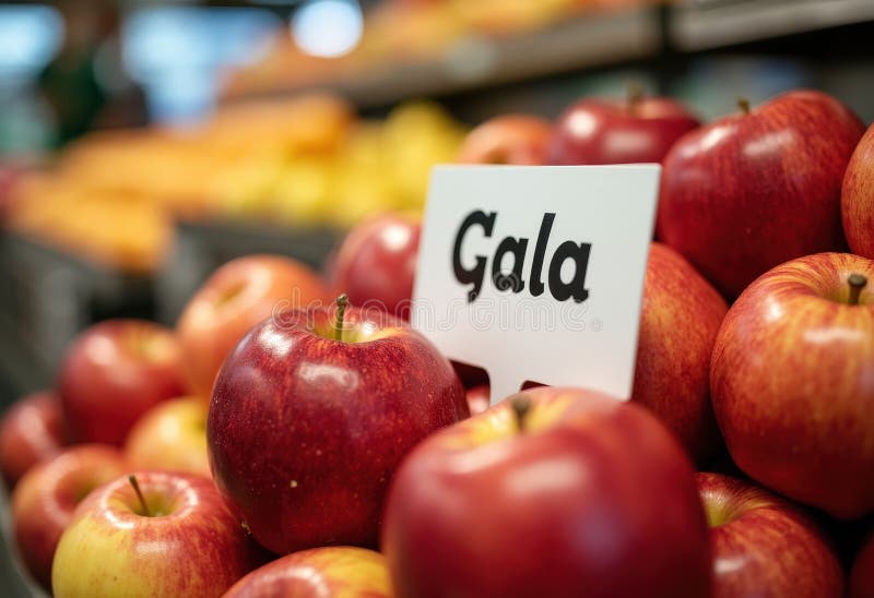 Fresh Gala Apples on Display at a Fruit Stand. Stock Illustration ...