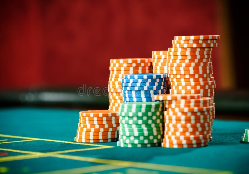Close Up Shot of Piles of Chips on the Roulette Table Stock Photo ...
