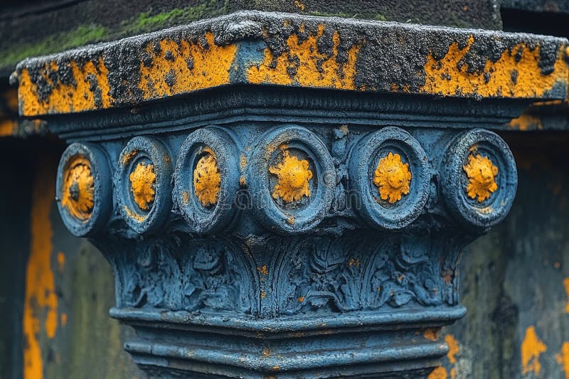 A Close-up Shot of a Pillar with Bright Yellow Paint Stock Image ...
