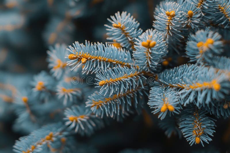 Close-up Shot of a Pine Tree Branch with Intricate Details and Textures ...