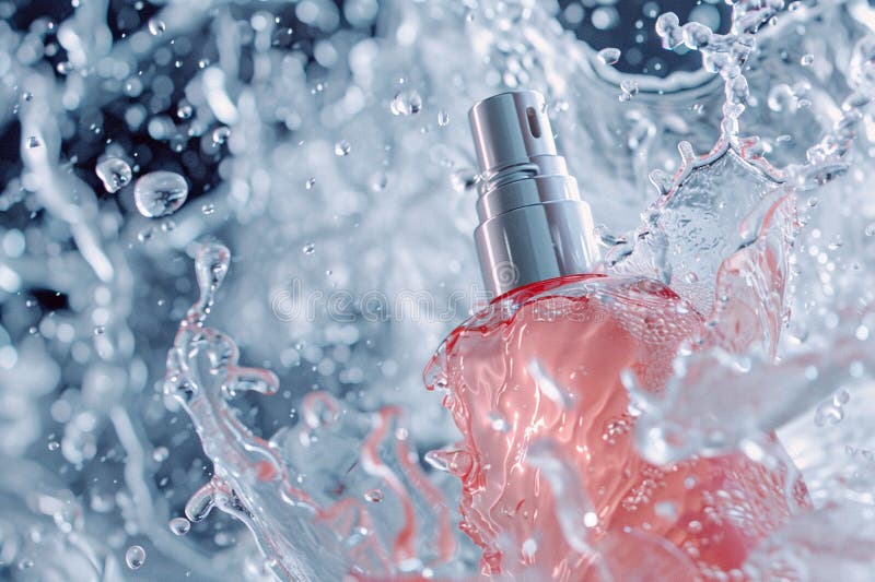 Perfume Bottle Splashing in Water Stock Illustration - Illustration of ...