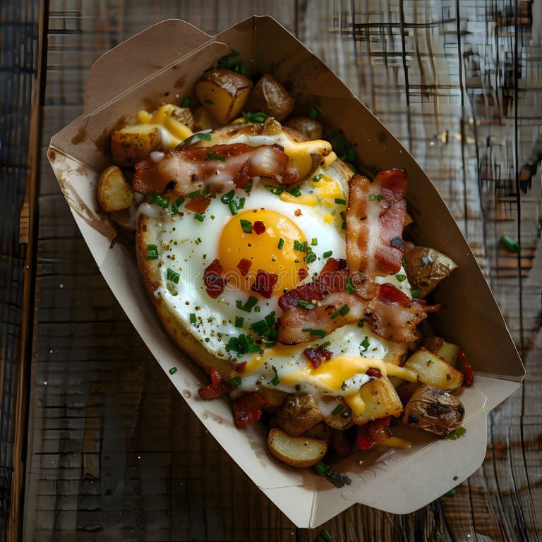 Delicious Breakfast Poutine with Egg, Bacon and Potato Stock ...
