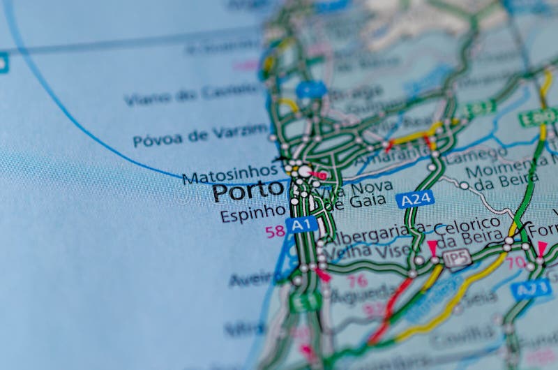 Porto on map stock photo. Image of porto, atlas, harbor - 102337656