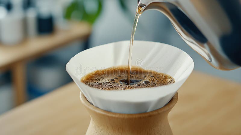 Pour Over Coffee Brewing Process Close Up Coffee Filter Kettle Coffee ...