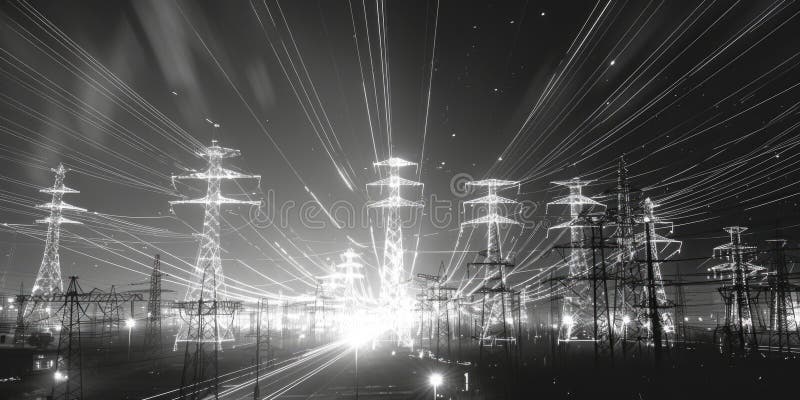 Close Up Shot Power Lines Black White Stock Photos - Free & Royalty ...