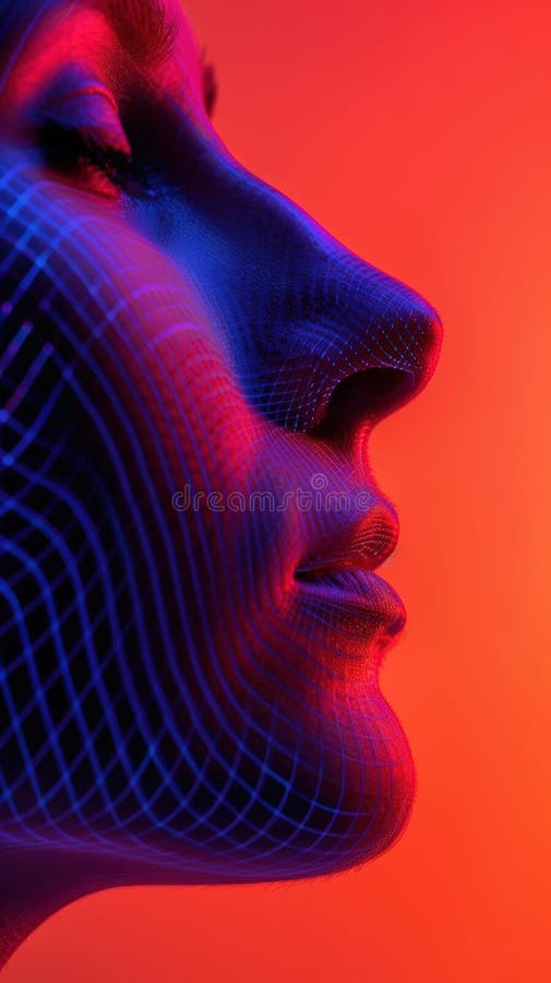 A Closeup Shot of a Profiles with Holographic Textures and Dynamic ...
