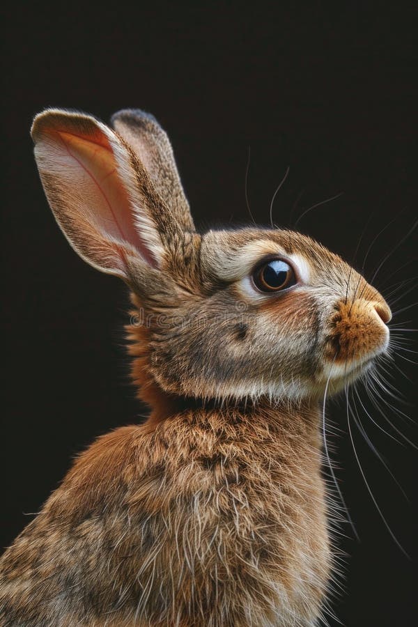 Close-up Shot of a Rabbit in Front of a Dark Background Stock Image ...