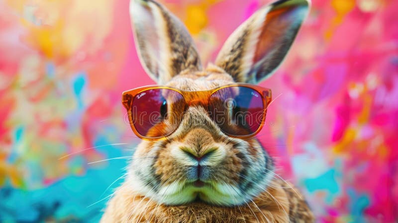 A Close-up Shot of a Rabbit with Sunglasses on Its Face, Looking Cool ...