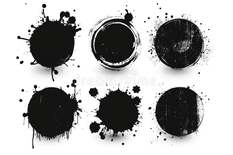 A Close-up Shot of Random Black Ink Splatters on a White Background ...