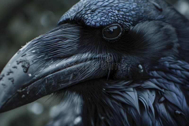 Close Up Shot of a Raven Head Stock Illustration - Illustration of ...