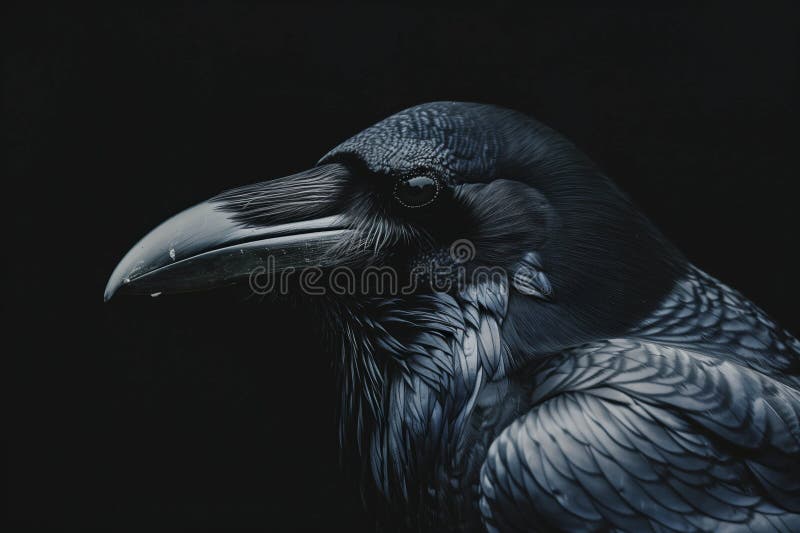 Close Up Shot of a Raven Head Stock Illustration - Illustration of ...