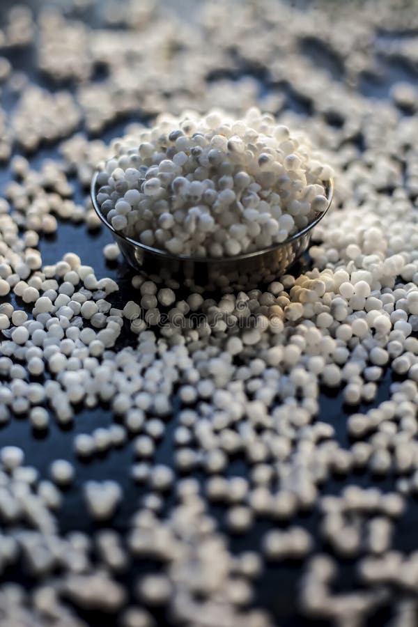 Close Up Shot of Raw Sago Pearls or Tapioca Pearls in a Glass Plate on ...