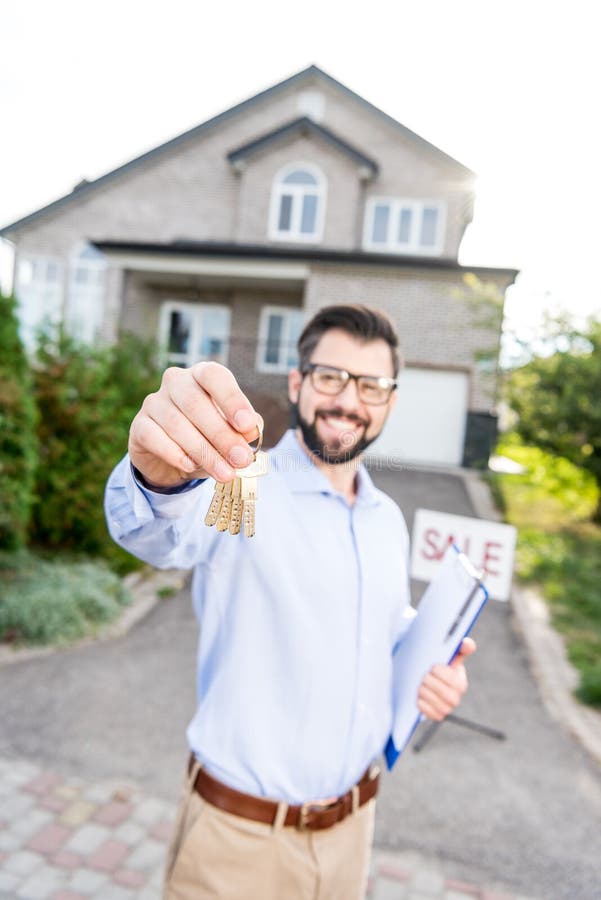 Close-up Shot of Realtor with Keys Stock Image - Image of formal ...