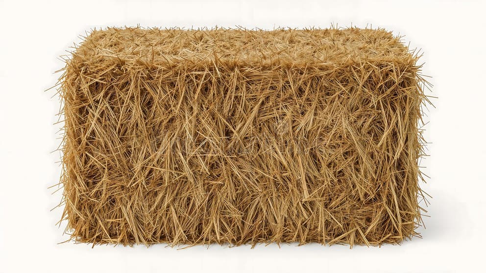 Rectangular Hay Bale with Dry Straw Stock Illustration - Illustration ...