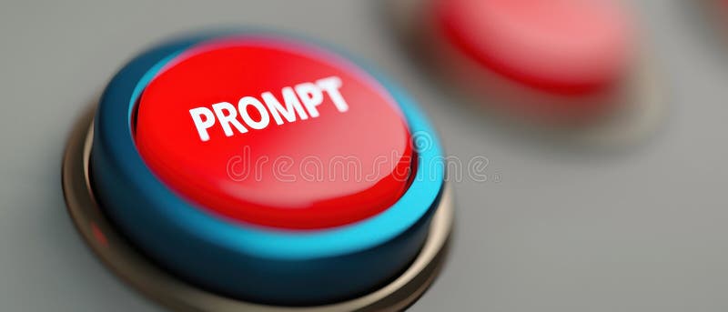 Red Prompt Button Close Up of a Vibrant Red Button with the Word PROMPT ...