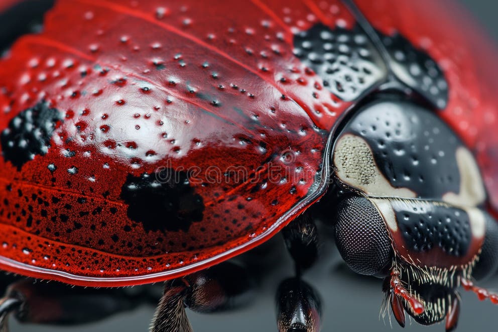 Close-up Shot of a Red Ladybug S Head, AI-generated. Stock Image ...
