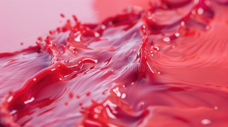A Close-up Shot of a Red Liquid Surface with Various Textures and ...